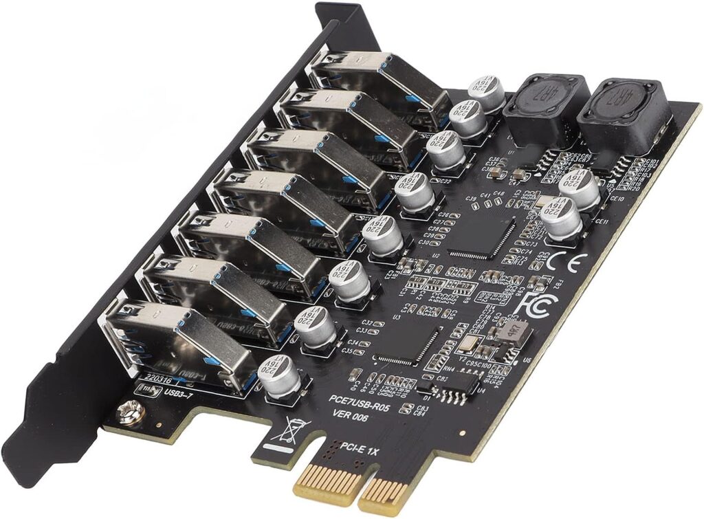 PCIE Expansion Card 7 Port USB 3.2 GEN1, 5Gbps High Speed Transmission ...