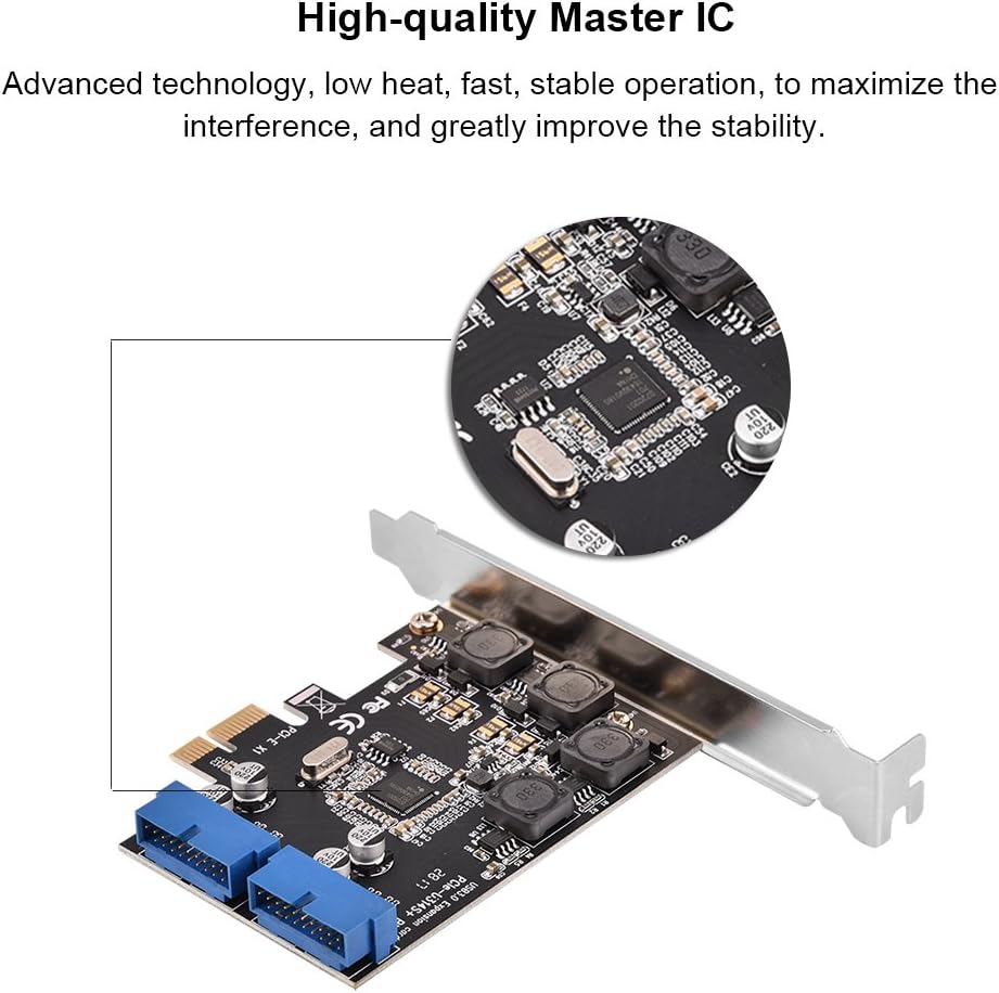 PCI Express USB 3.0 Controller, PCI-E Expansion Card, 2 Internal 19 Pin ...