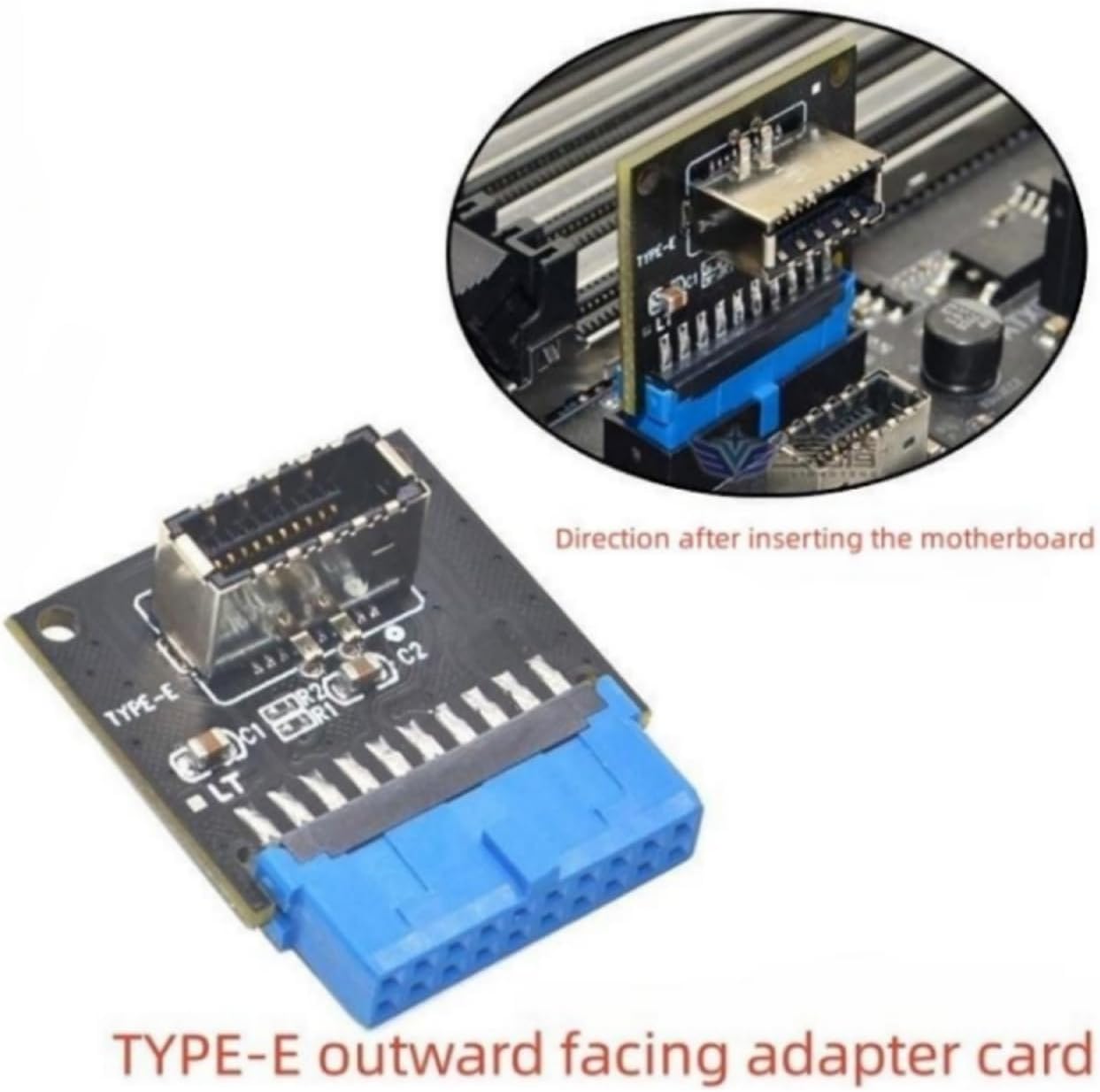 USB 3.0 Front 19PIN to 3.1 Type-C Front Panel Header Type-E Adapter 20 ...